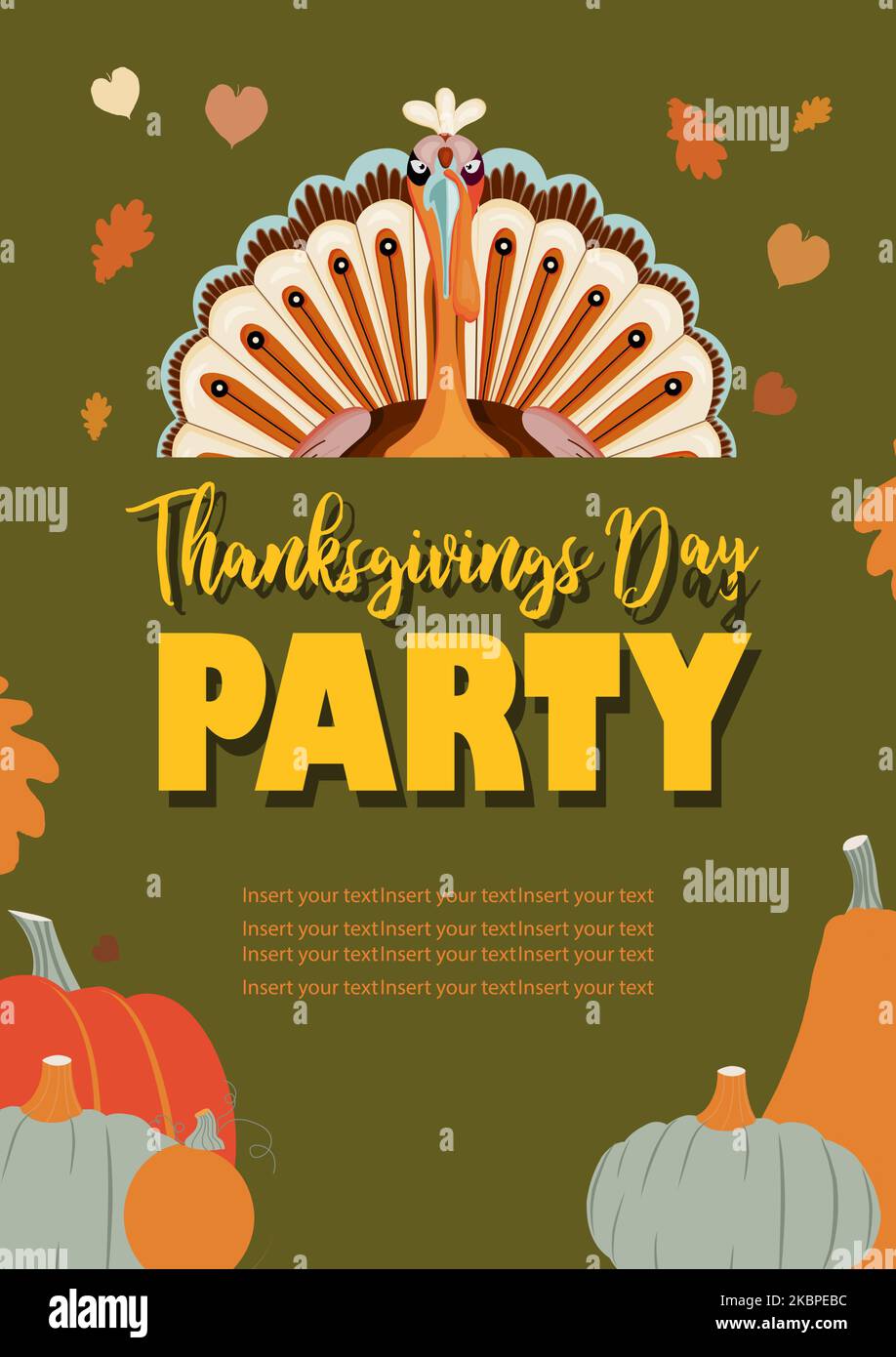 Thanksgiving party vertical banner. Cool thanksgiving turkey. Party ...