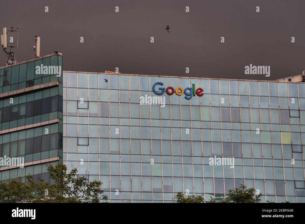 Logo of google is seen on their building in Gurugram on the outskirts ...
