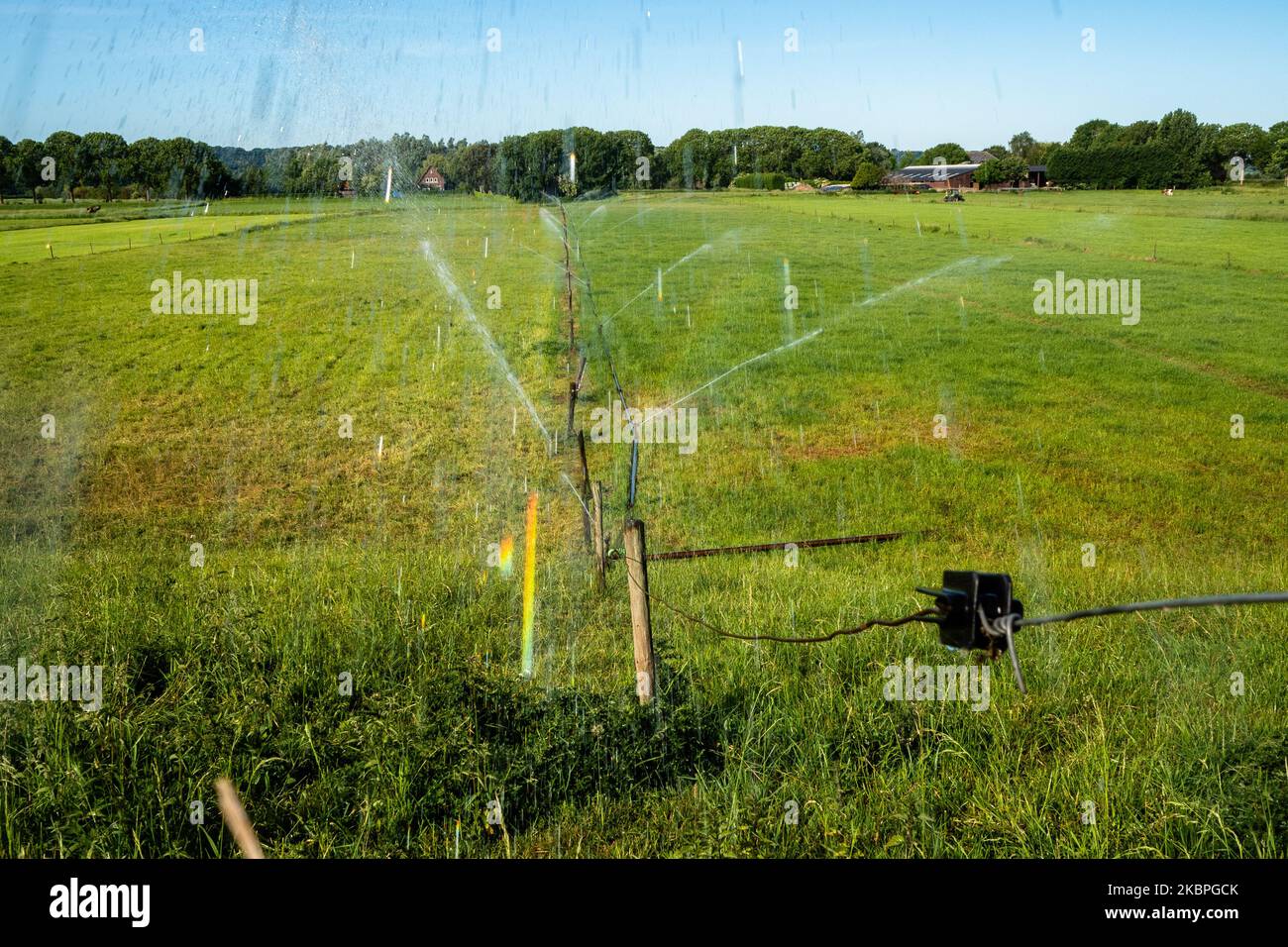 Due to persistent drought, farmers are using sprinkler systems to ...