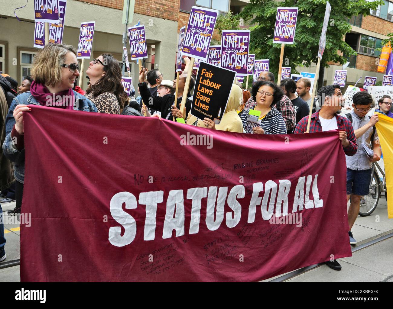 Rally against racism and support for migrant workers rights in downtown ...