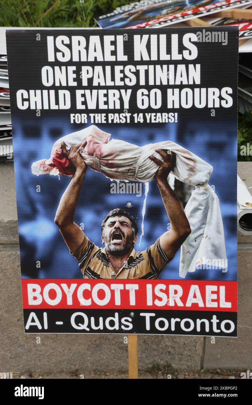 Sign during the Al Quds Day (Al-Quds Day) rally outside the U.S ...