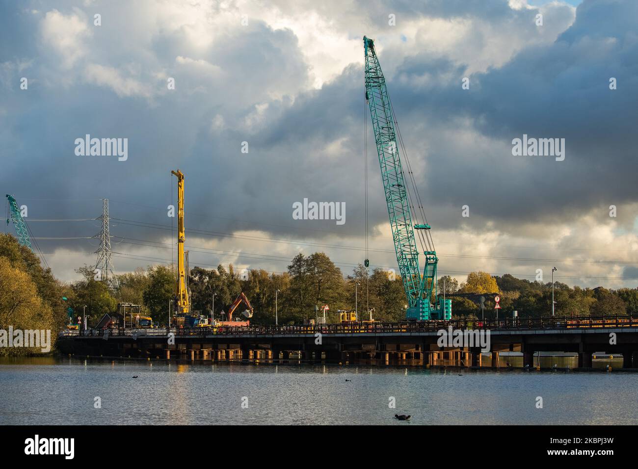 Harefield, UK. 3rd November, 2022. Construction works are pictured for the Colne Valley Viaduct ...