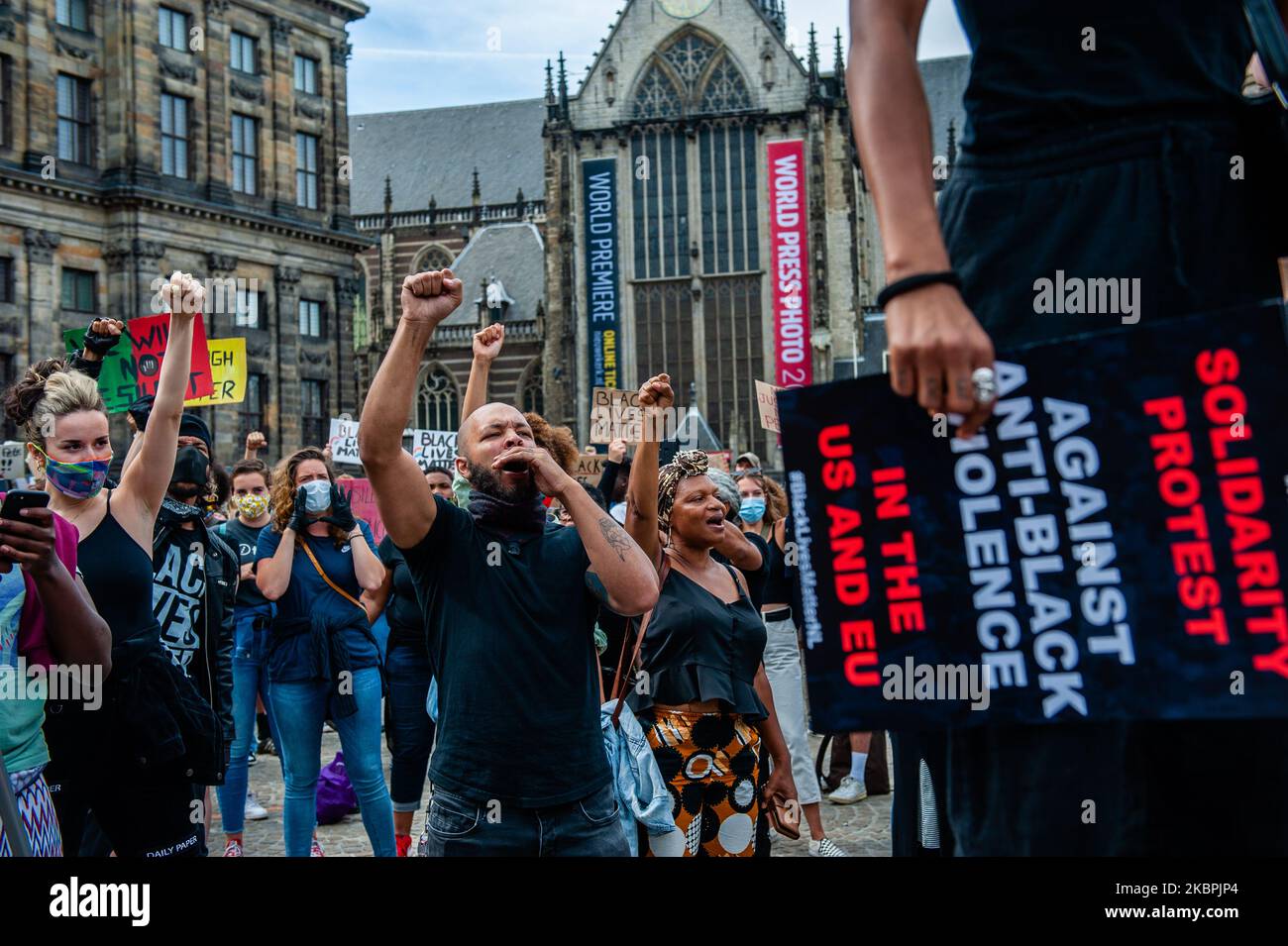 Thousands of people are screaming anti racism slogans, during the ...