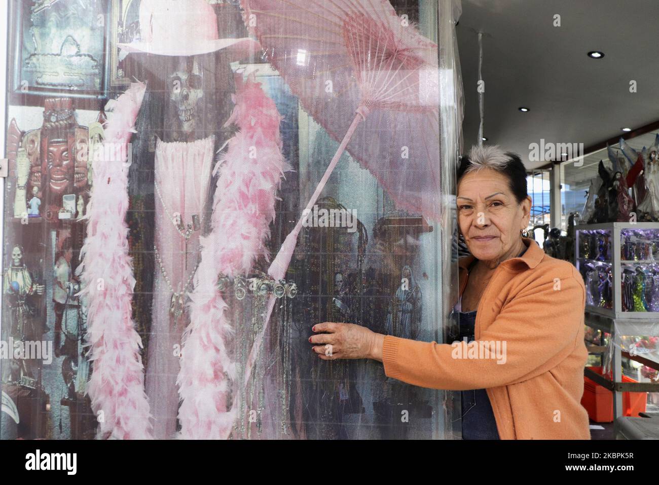 Doña Enriqueta, guardian of the temple of Santa Muerte, located in ...