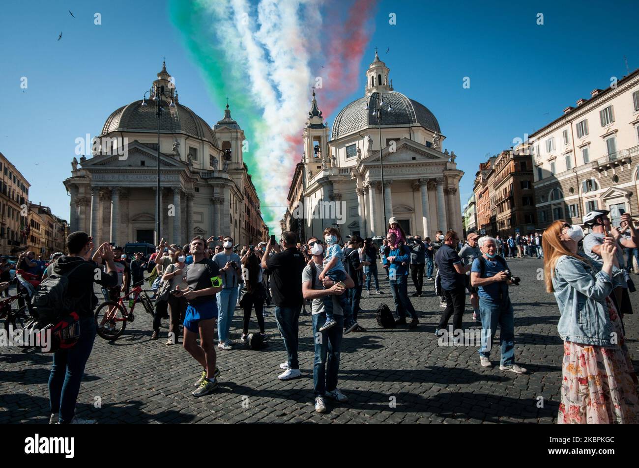 People look the Frecce Tricolori (Tricolor Arrows) aerobatic squad of ...