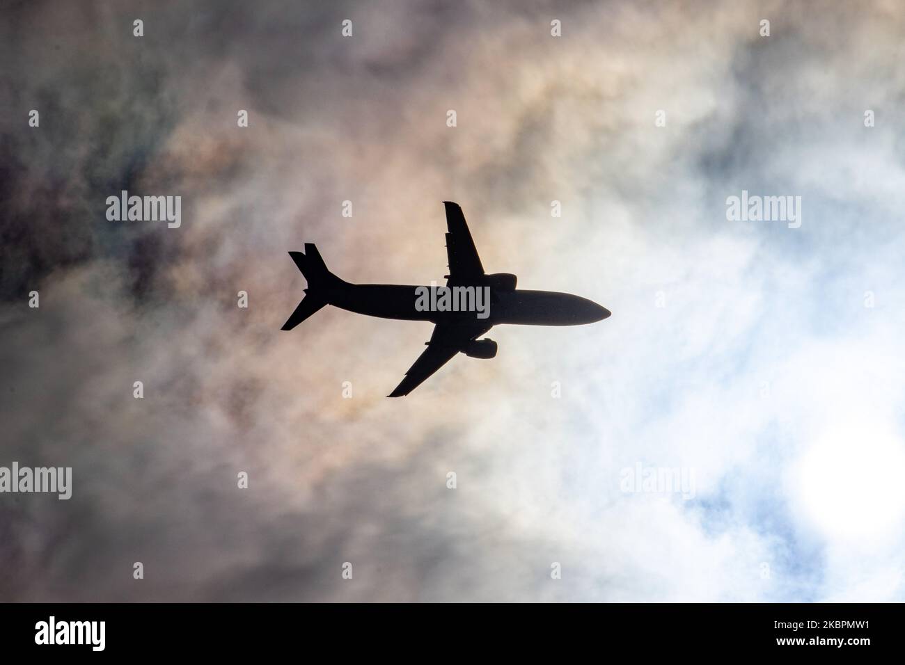 Silhouette of Boeing B737 specifically 737-400 Cargo freight aircraft ...