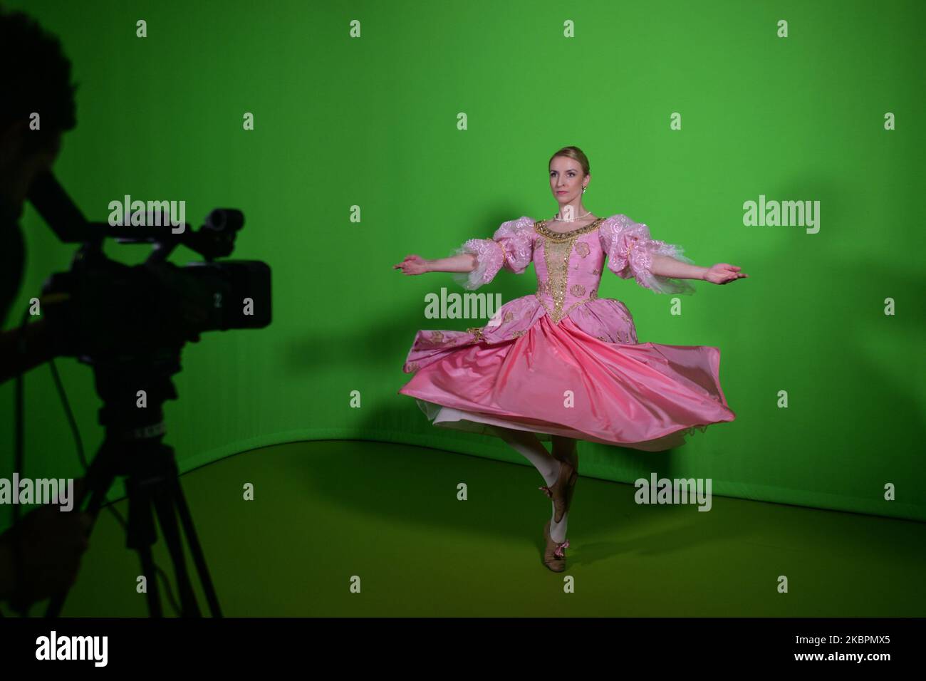 Cracovia Danza's Marta Baranowska dances in front of cameras, in the ...