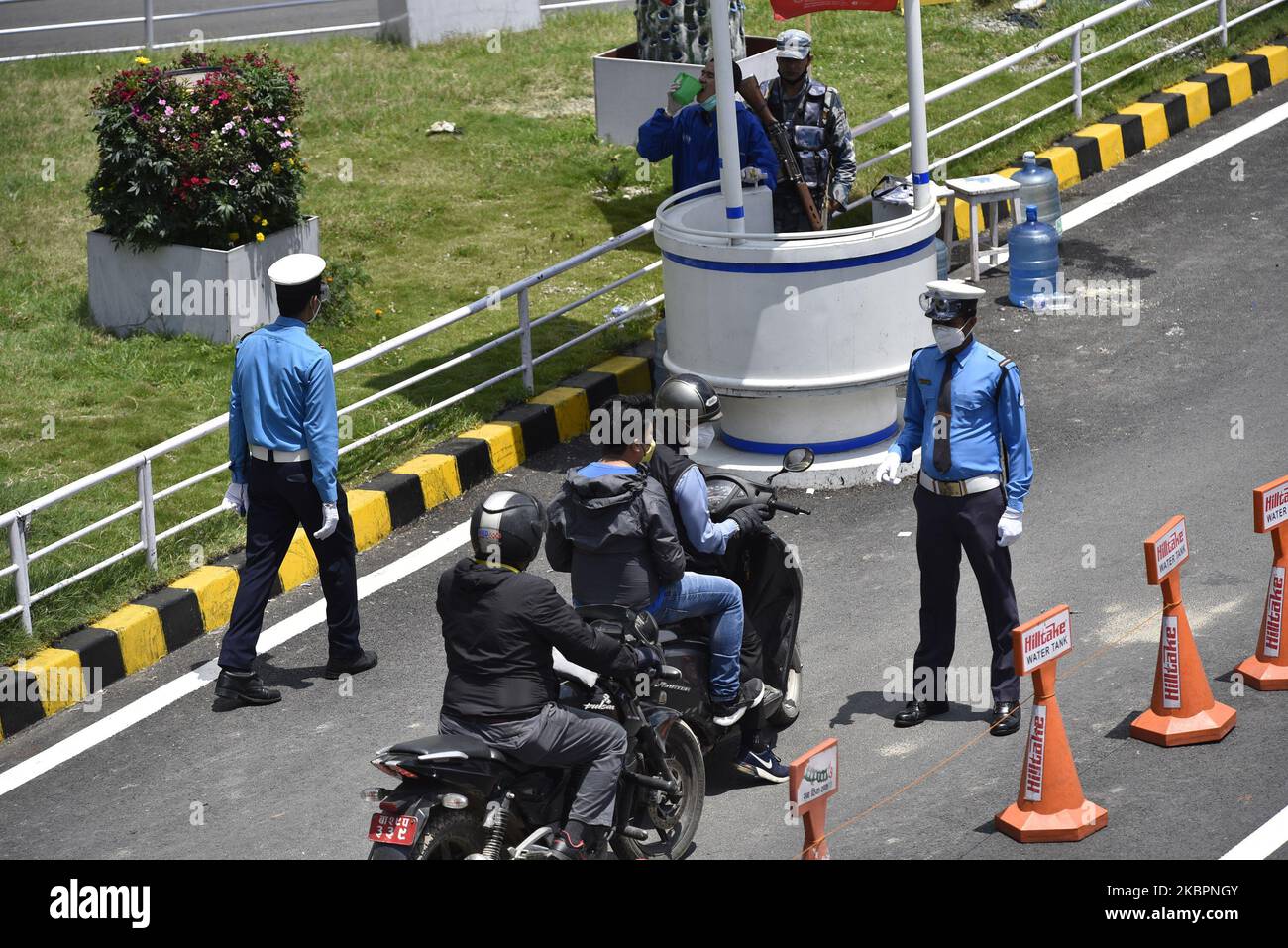 Nepal traffic police officer checking driving passes as the flow of ...