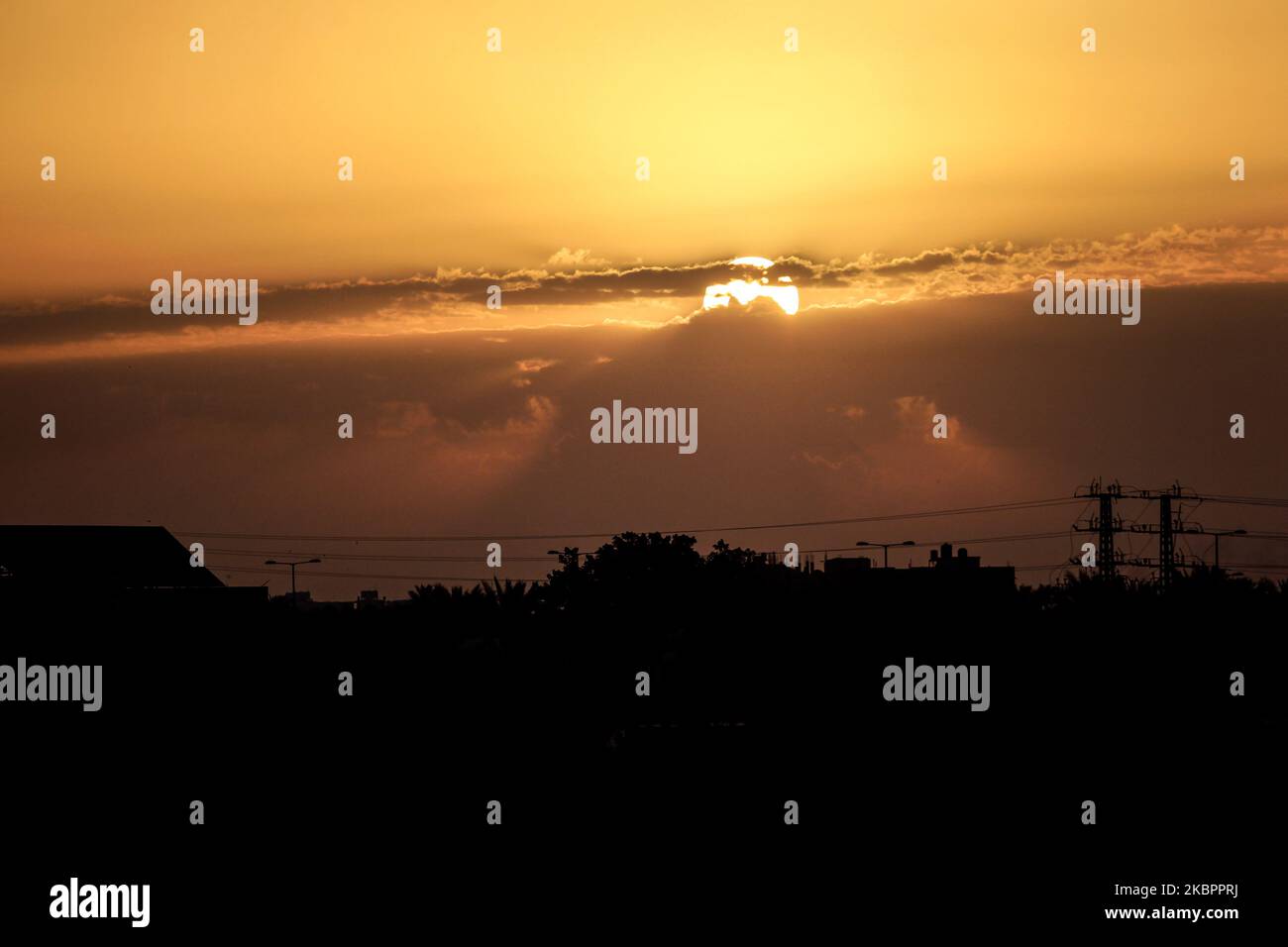 The sun rises is seen in the east of Gaza Strip, on 05 June, 2020 ...