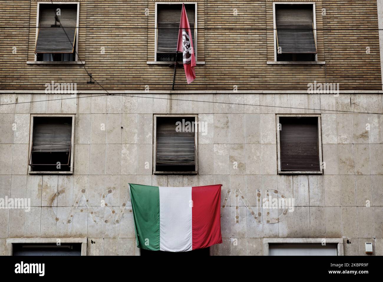 A view of the Italian far-right political party Casapound headquarters ...