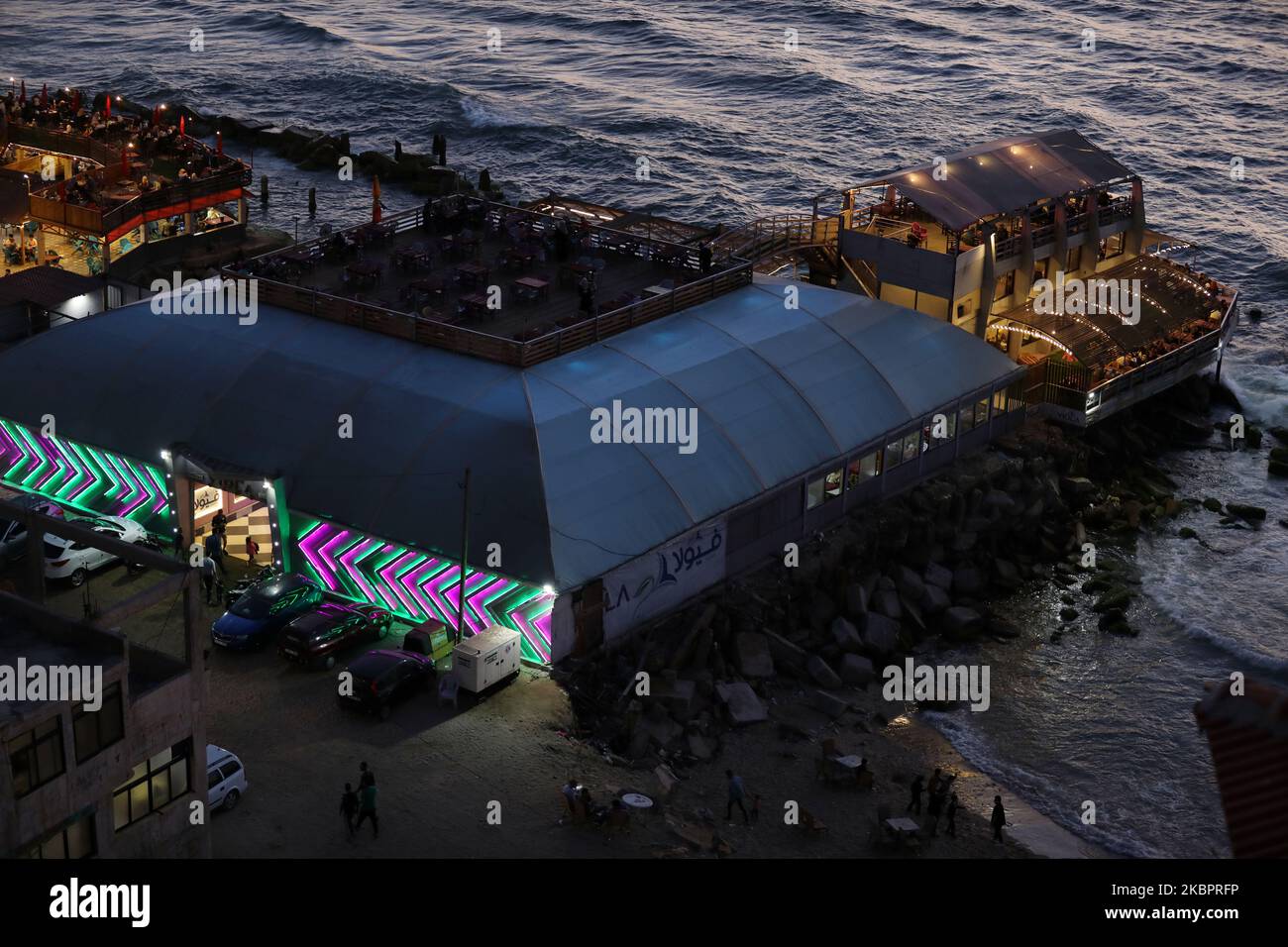 This picture taken on June 5, 2020 shows a view of a Palestinian beach ...