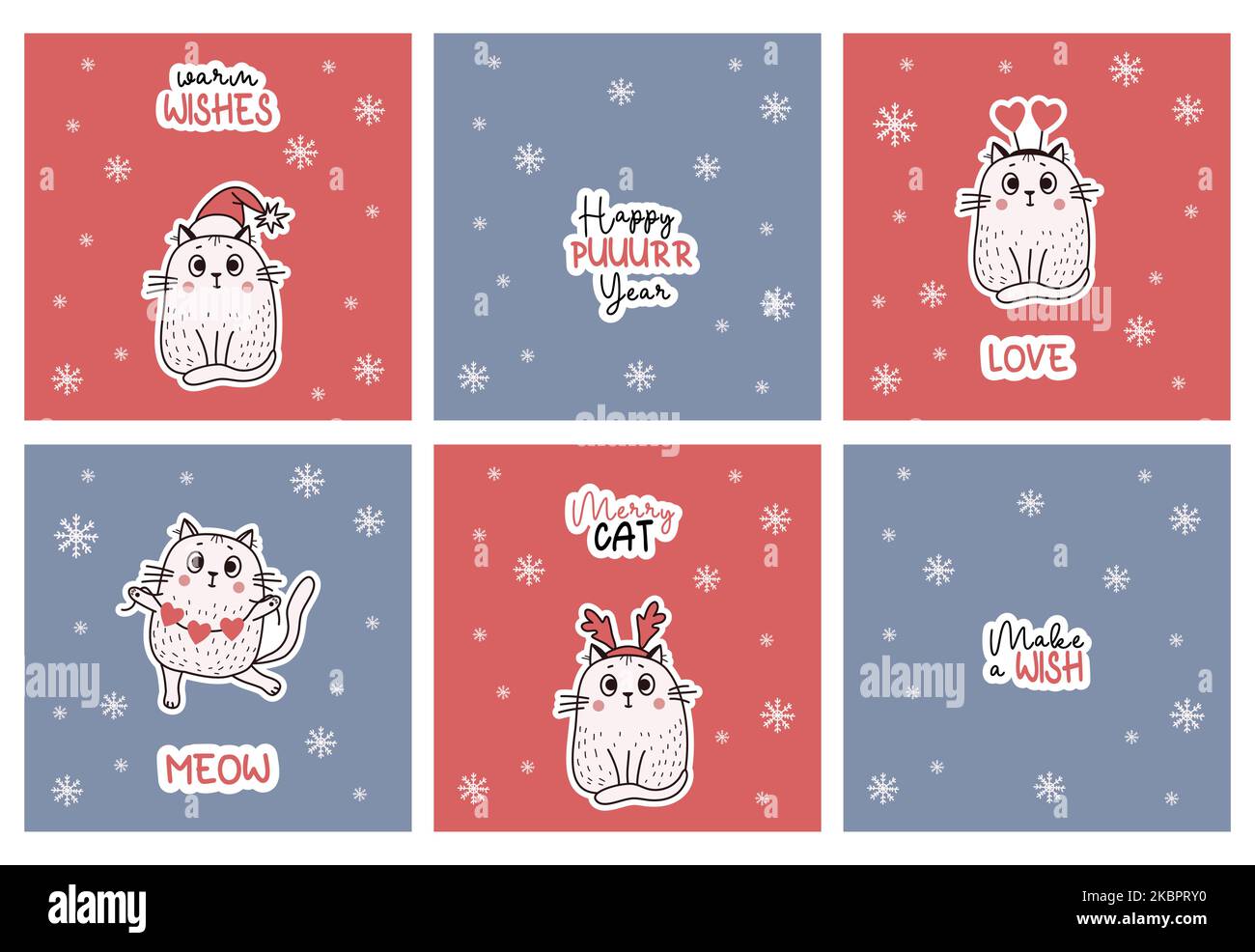 Collection funny Christmas posters with cute cats and Christmas winter ...