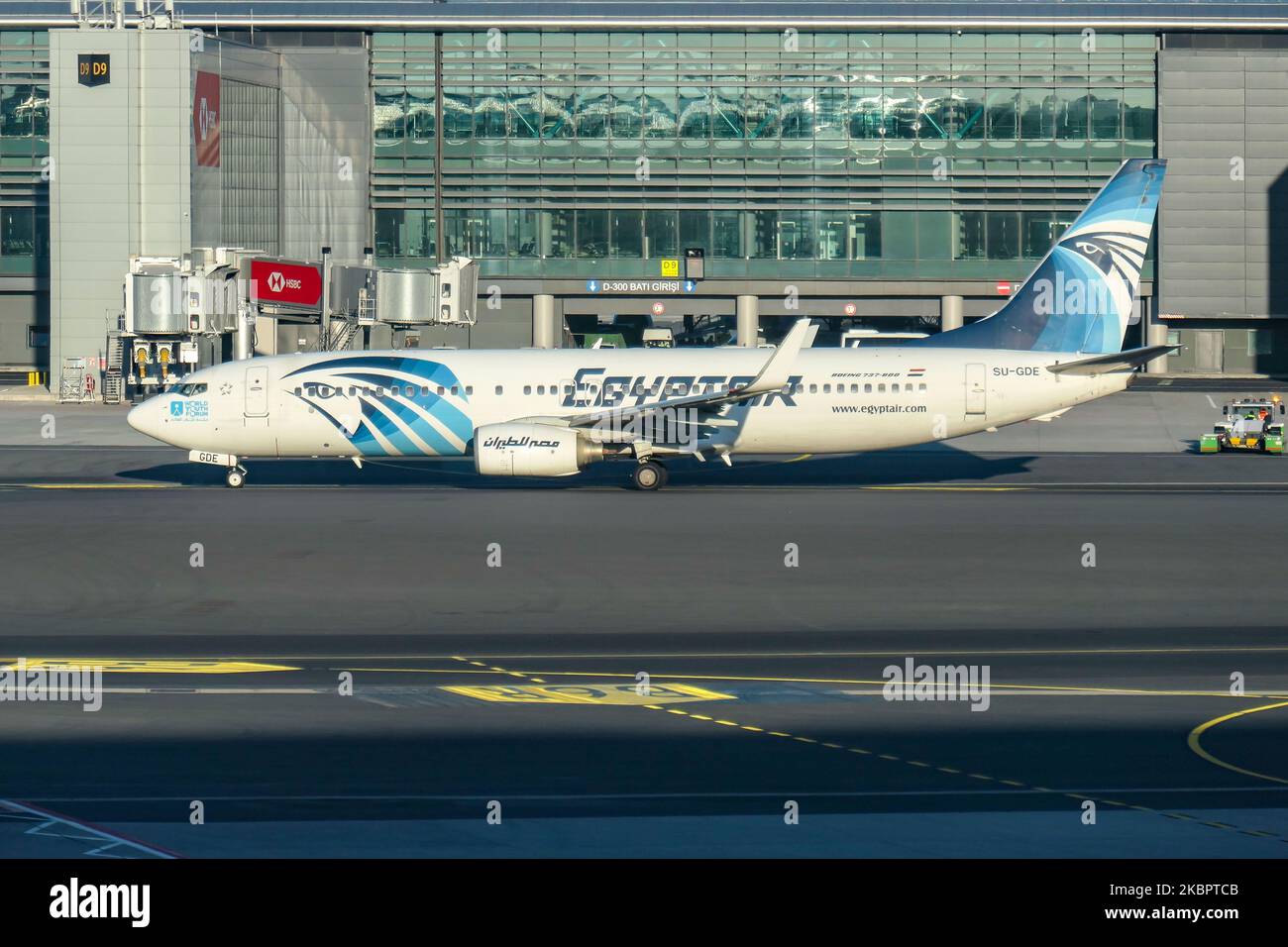 Egyptair Boeing 737-800 aircraft as seen at the new Istanbul Airport ...
