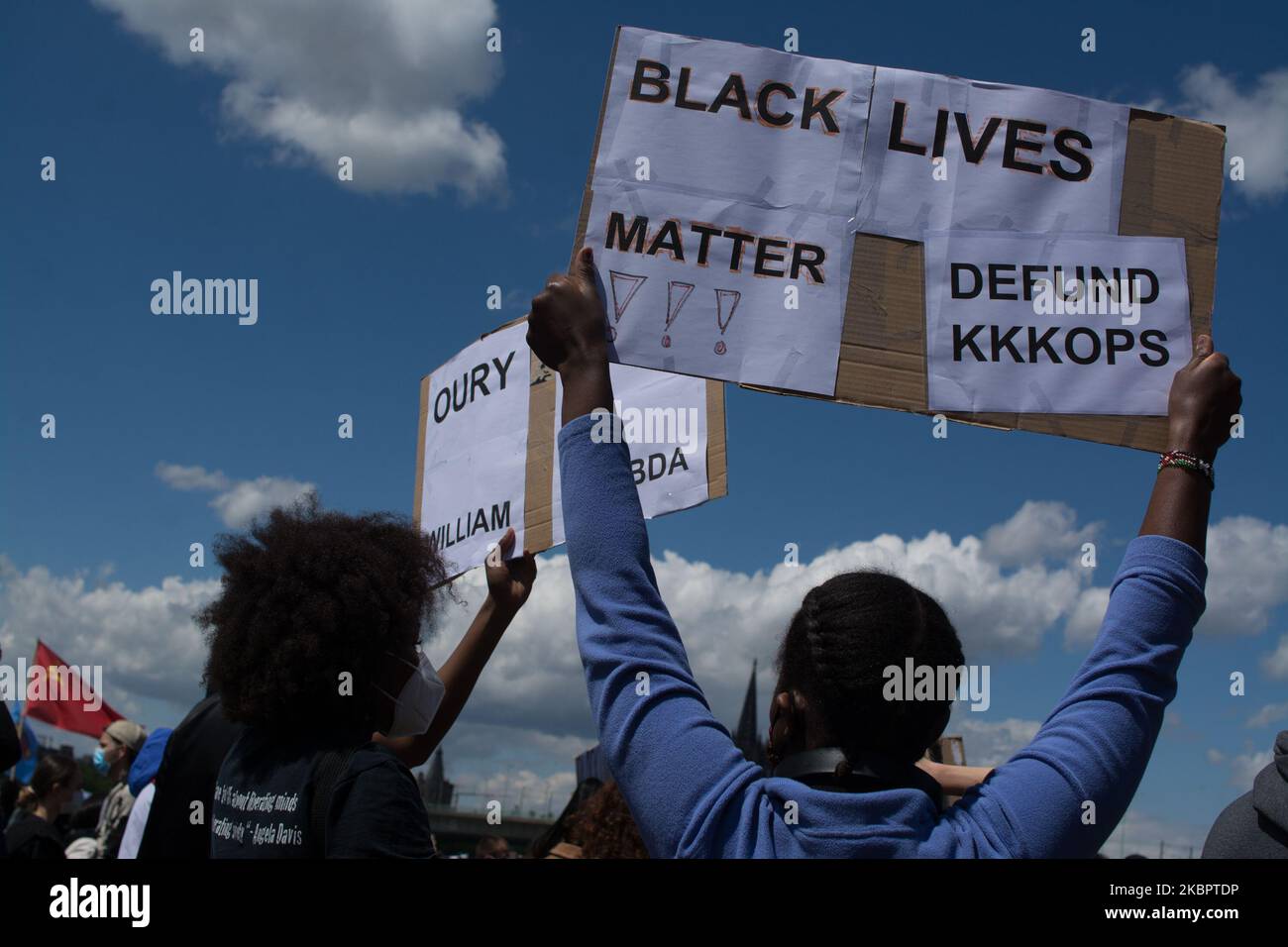 ''Black lives matter'' signs are seen during the protest paying tribute ...