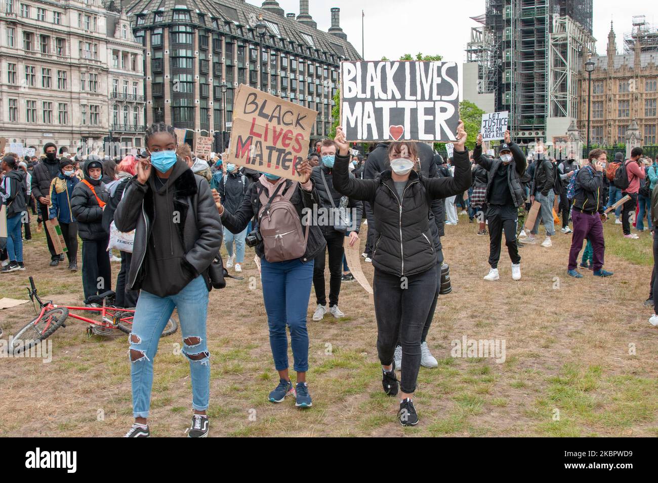Crowds gather during a Black Lives Matter protest at Parliament Square ...