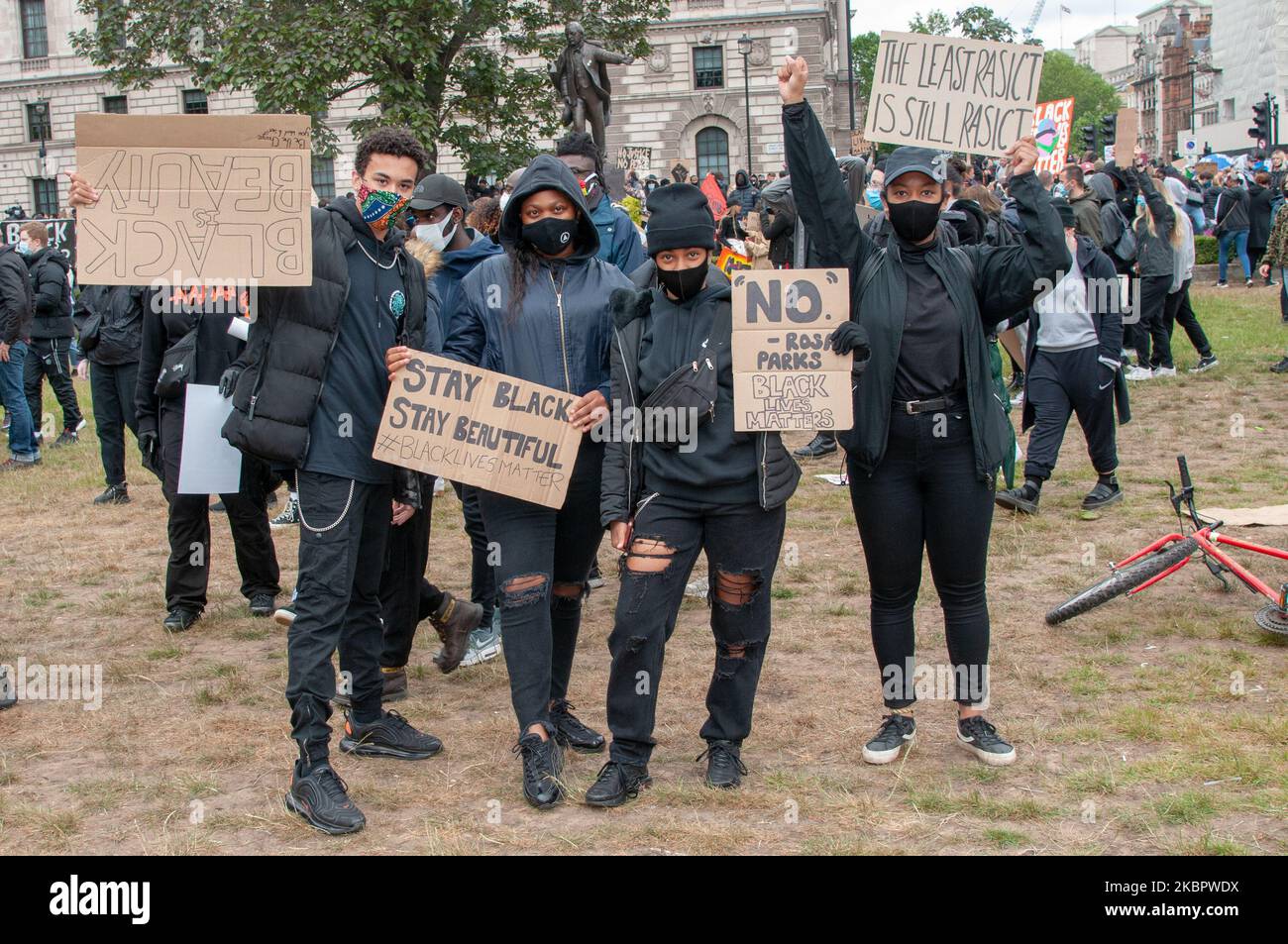 Crowds gather during a Black Lives Matter protest at Parliament Square ...