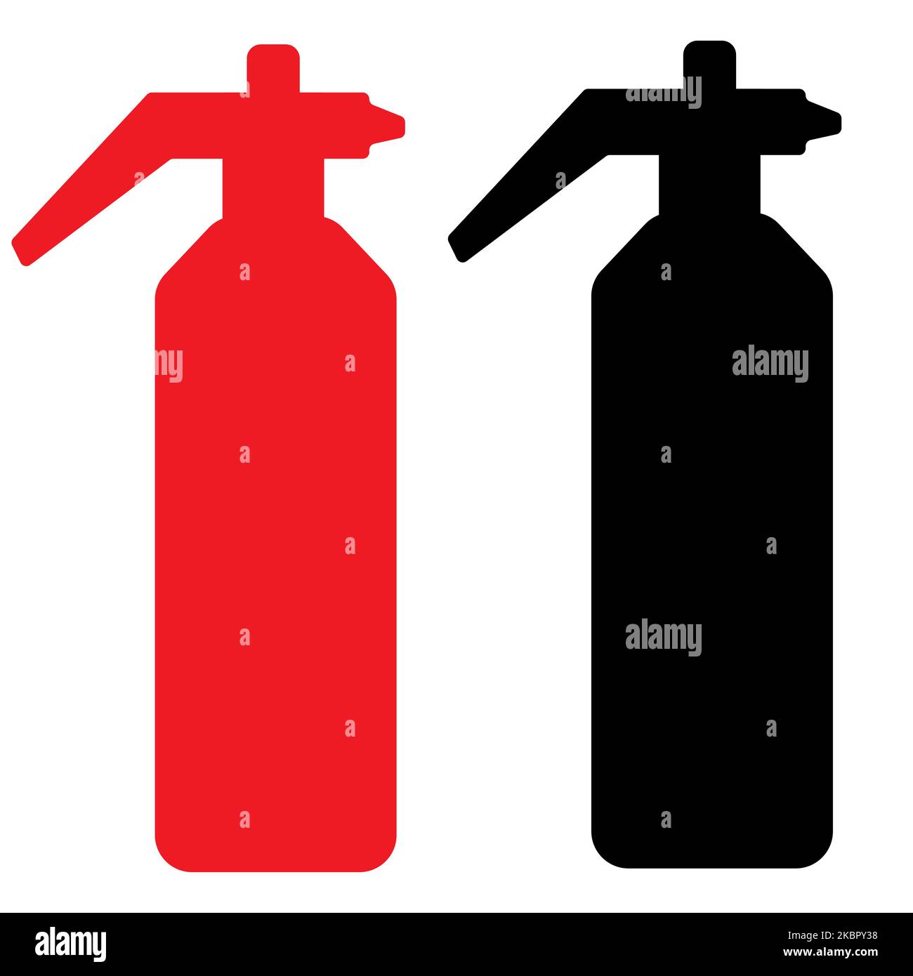 Red and black Fire Extinguisher silhouette sign, square icon, fireman ...