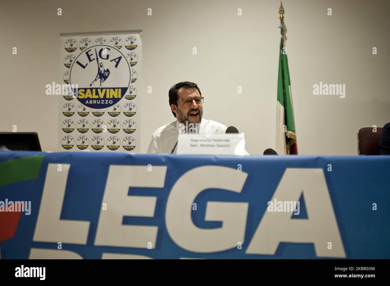 Leader of Italy's far-right League (Lega) party, Matteo Salvini during ...