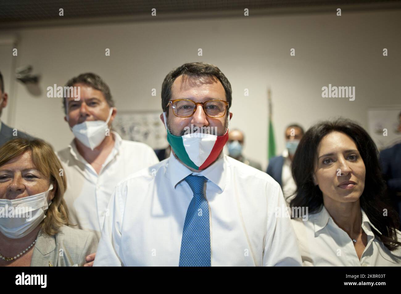 Leader of Italy's far-right League (Lega) party, Matteo Salvini wearing ...