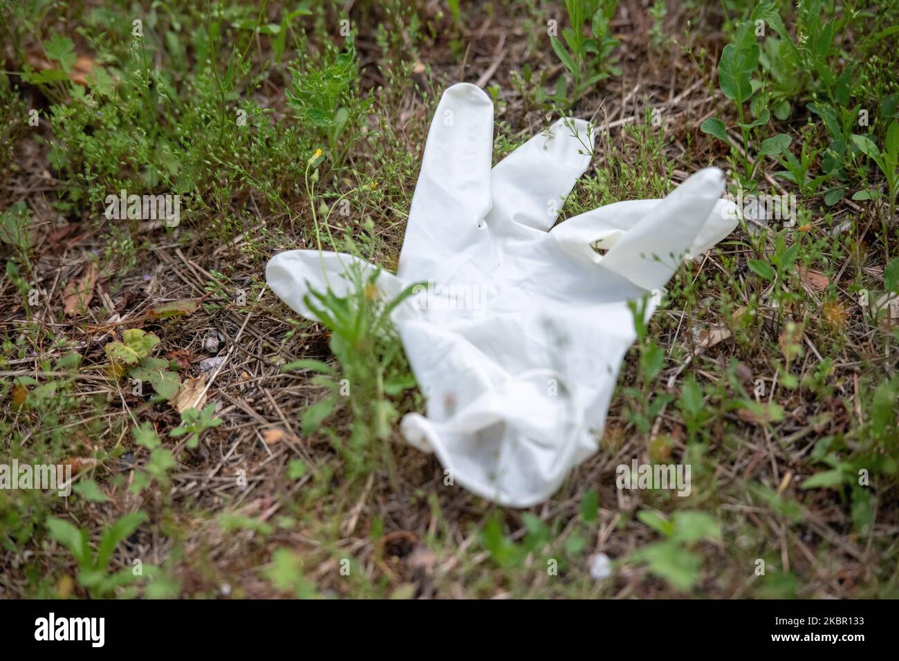 People litter covid19 masks and latex gloves on the street and parks in ...