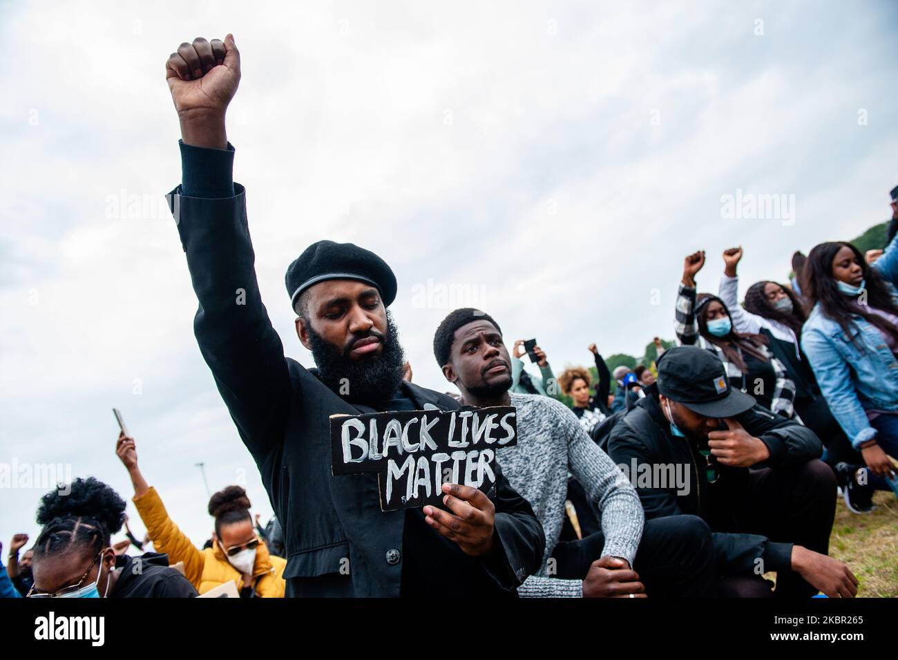 A Black Panter is raising his hand, during the second massive Black ...