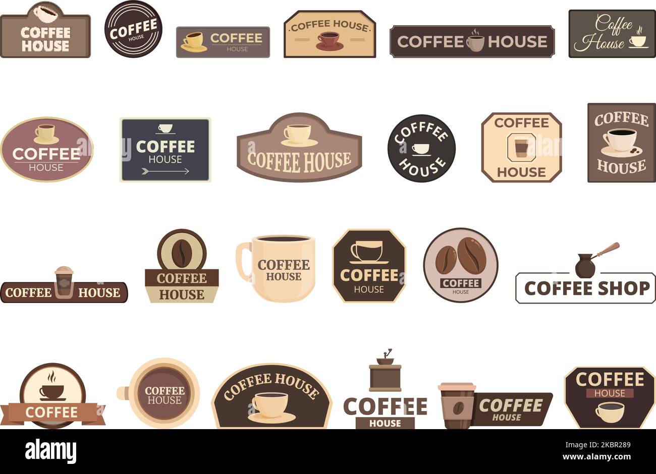 Coffee House signboard icons set cartoon vector. Cafe shop. Street ...