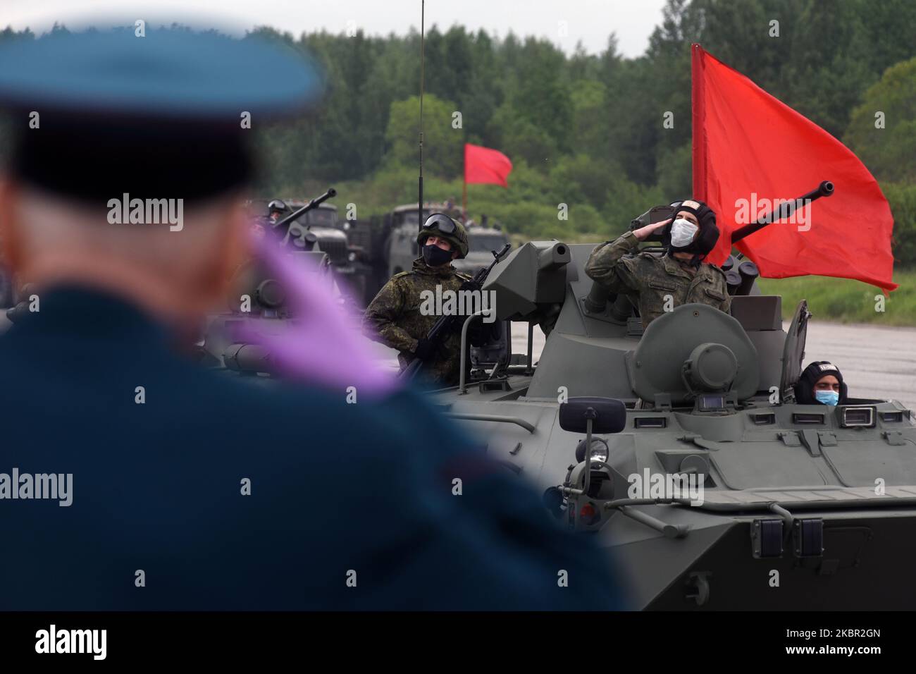 A servicemen of the tank troops is seen during a rehearsal of the ...