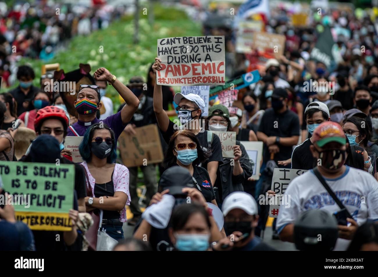 Activists join a protest against the Anti-Terror Bill on June 12, 2020 ...