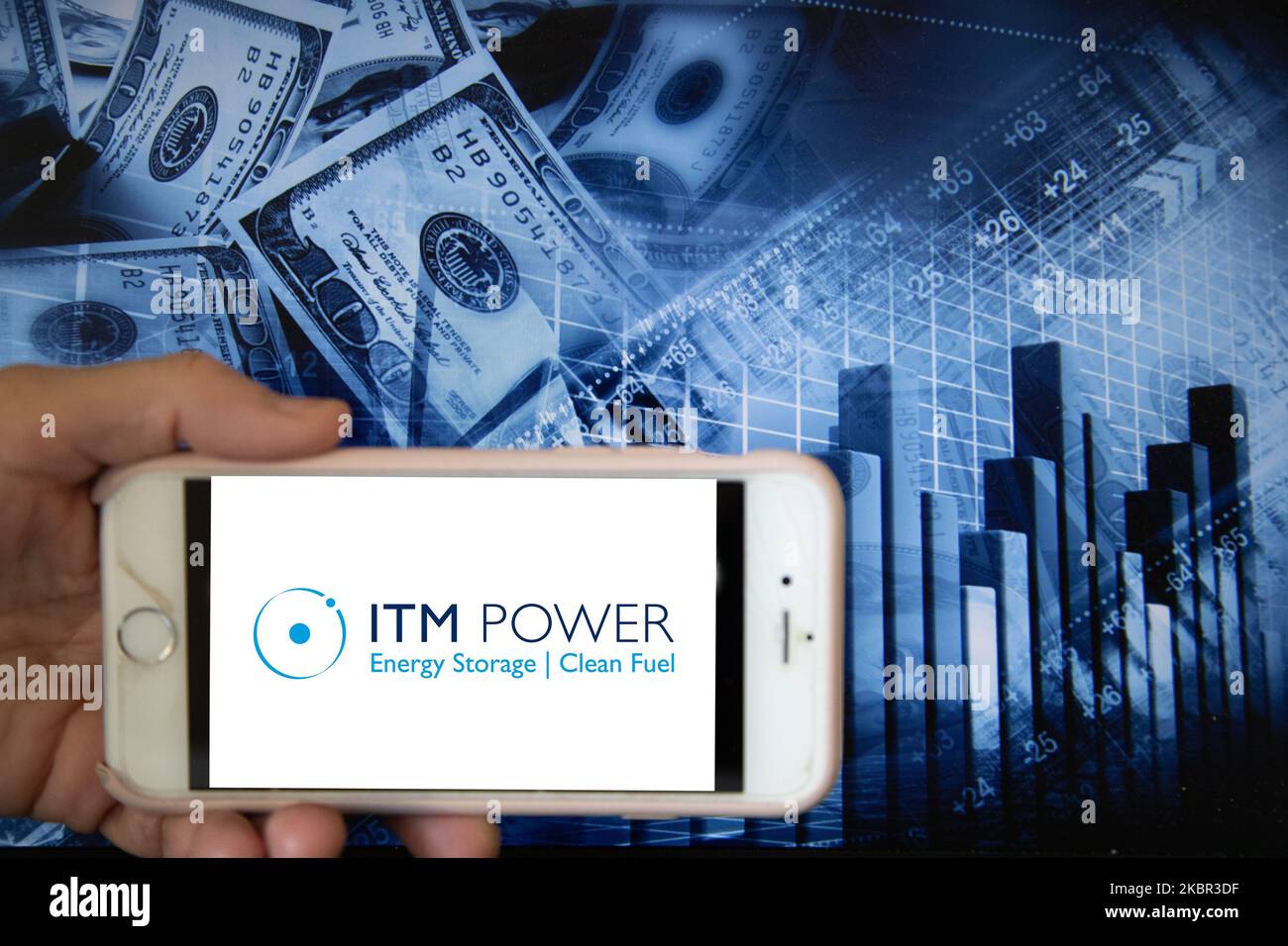 In this illustration is displayed on a smartphone's screen the company ...