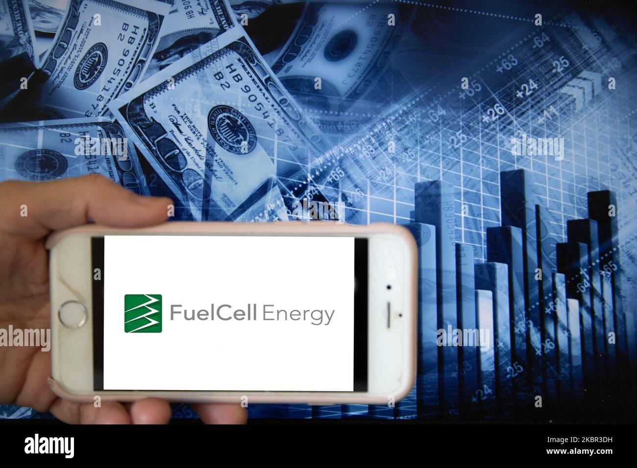 In this illustration is displayed on a smartphone's screen the company ...