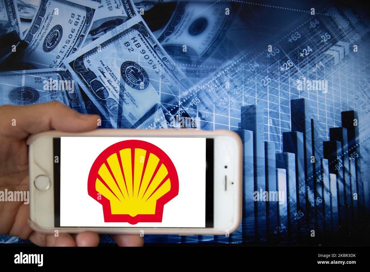 In this illustration is displayed on a smartphone's screen the company ...