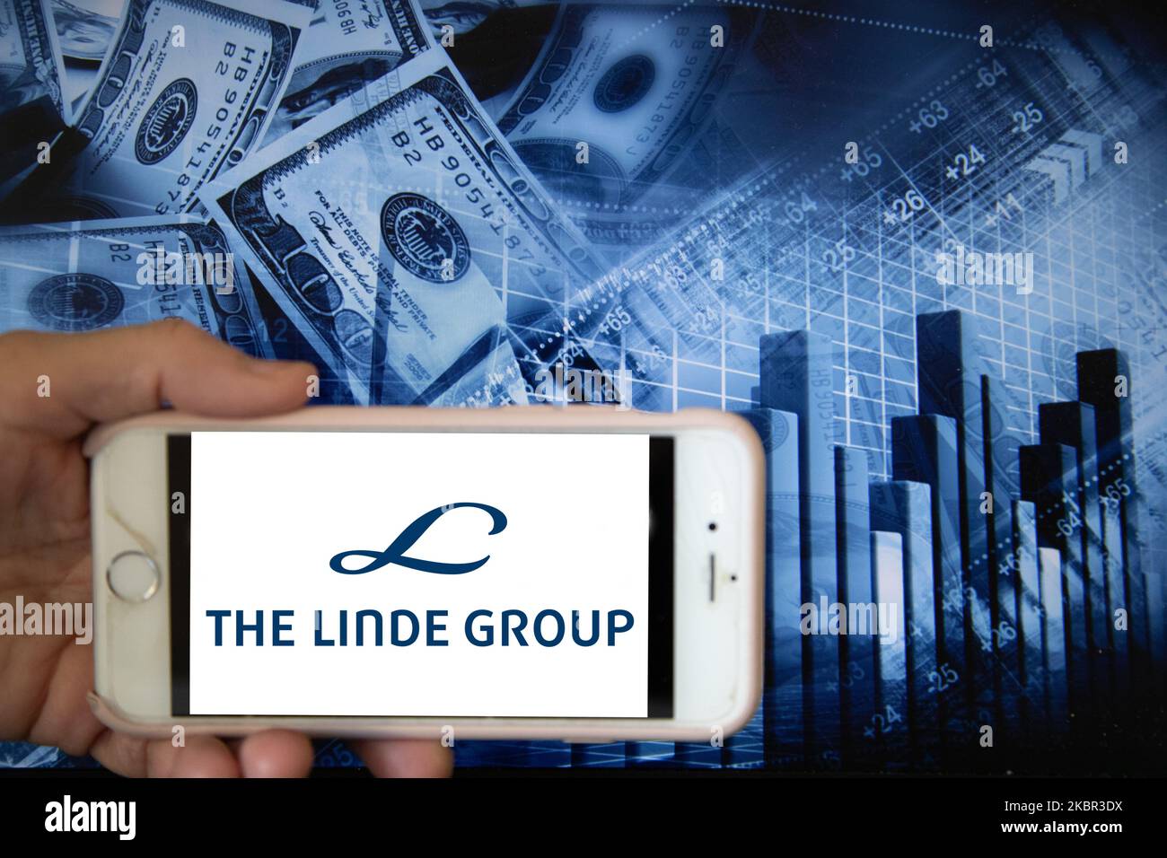 In this illustration is displayed on a smartphone's screen the company ...