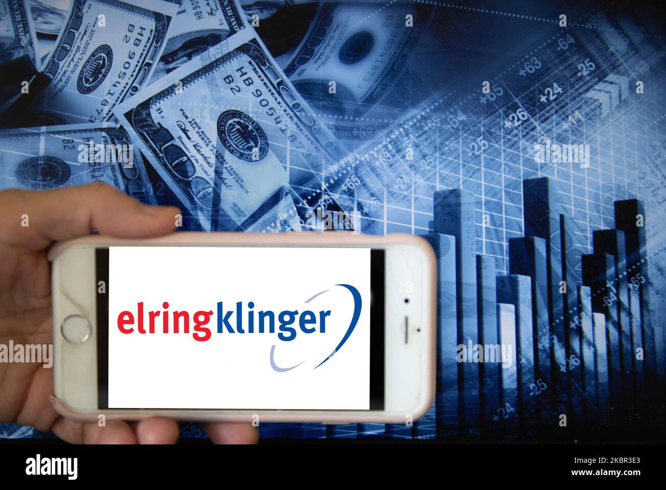 In this illustration is displayed on a smartphone's screen the company ...