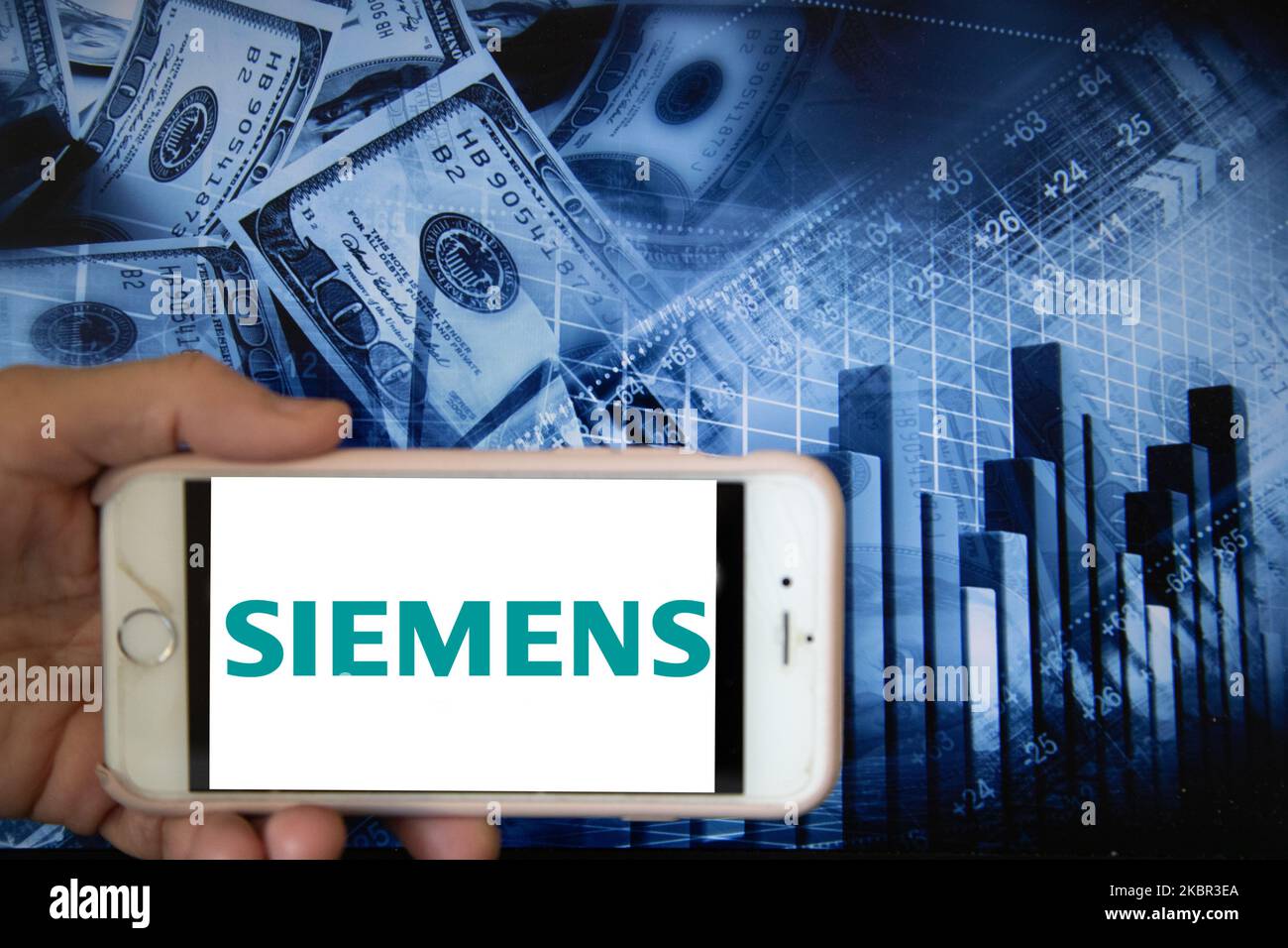In this illustration is displayed on a smartphone's screen the company ...