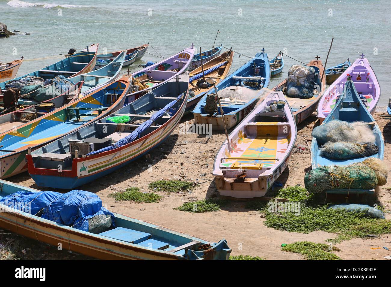 Fishing boats along the beach in Kanyakumari, Tamil Nadu, India. (Photo ...