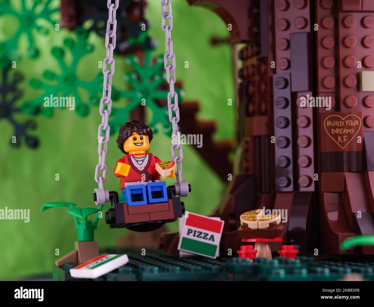 Tambov, Russian Federation - September 17, 2022 A Lego girl minifigure ...