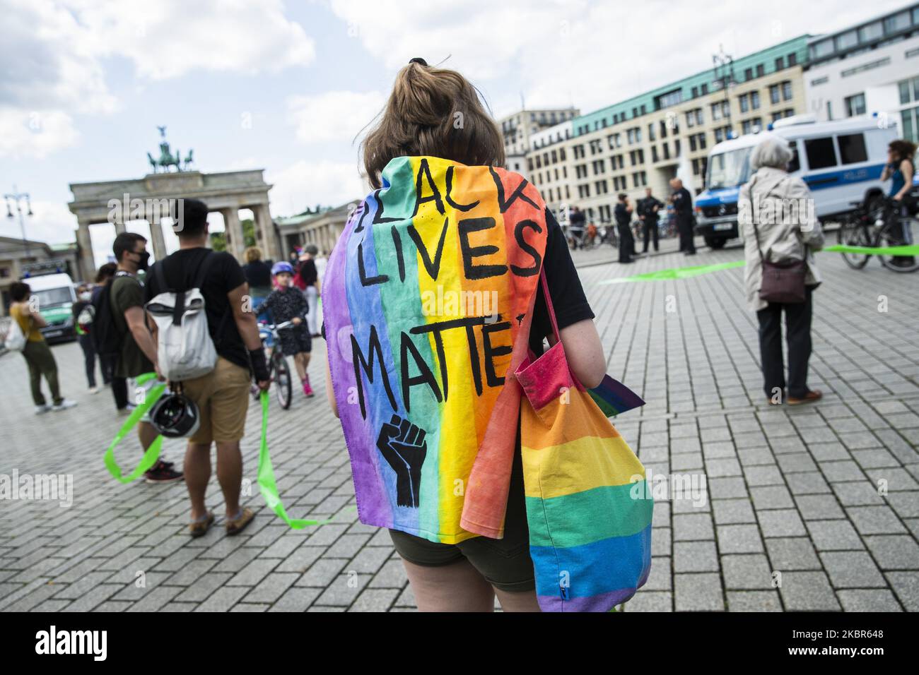 People attend a demontsration Unteilbar (undivisible) forming a human ...