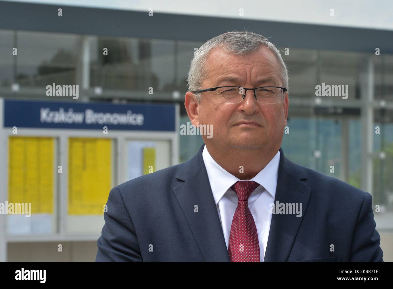 Andrzej Adamczyk, Minister of Infrastructure, seen on the railway platform of the newly opened ...