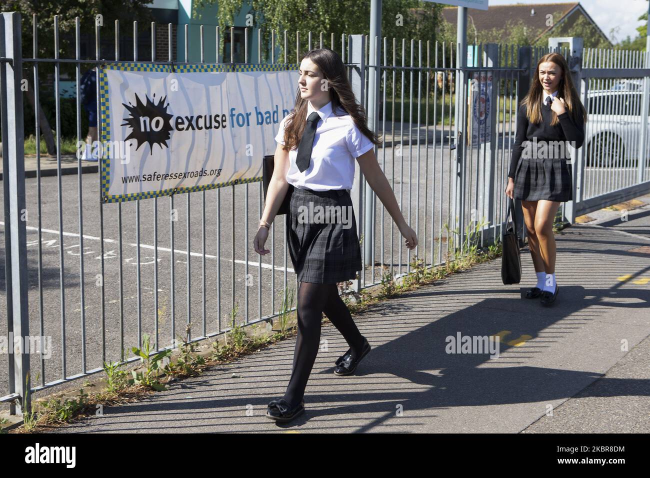 Year 10 pupils enter the school. Ortu Gable Hall School in Corringham ...