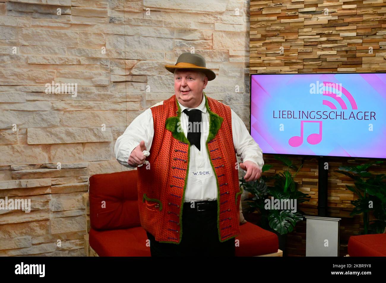 Wolfgang Schwalm von den Wildecker Herzbuben bei der Aufzeichnung der ...