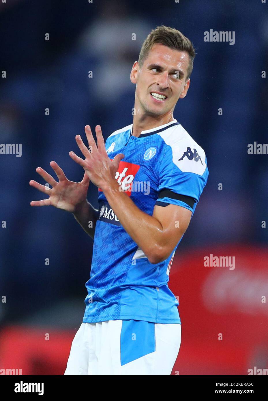 Arkadiusz Milik of Napoli after a missed goal during the Coca Cola ...