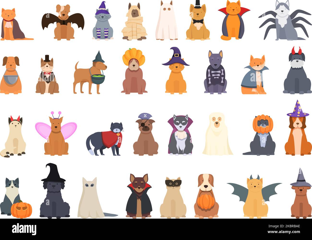 Halloween costume for pet icons set cartoon vector. Ghost party. Pet ...