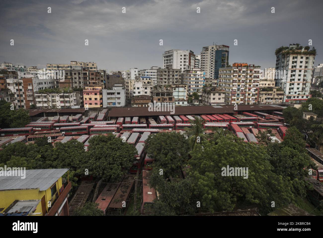 The Bangladesh Road Transport Corporation (BRTC) busses seen laying ...