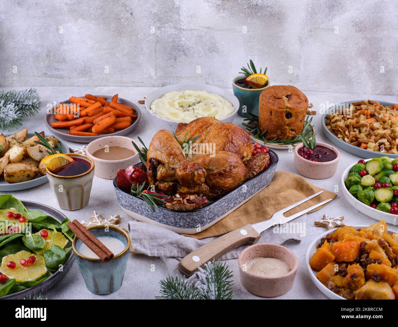 Christmas festive dinner with traditional dishes Stock Photo - Alamy