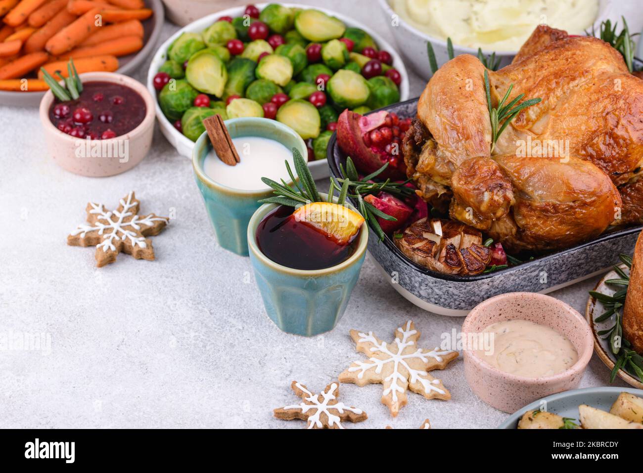 Christmas festive dinner with traditional dishes Stock Photo - Alamy