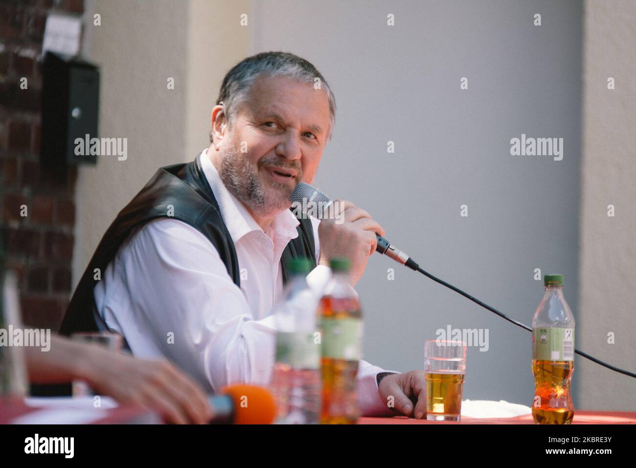 German politician Stefan Engel is seen in the press conference before ...