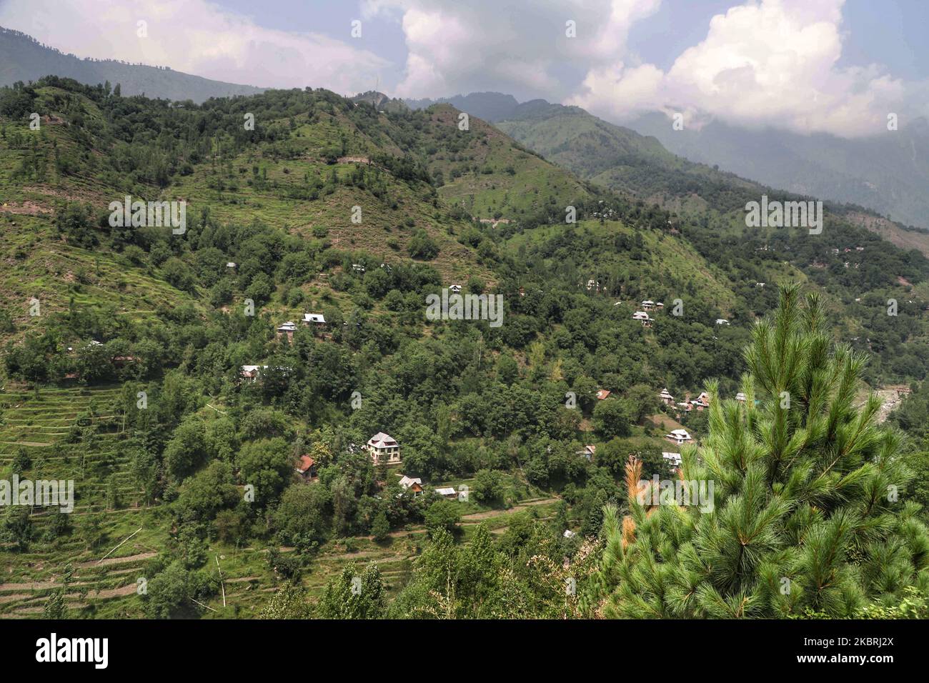 Residential houses are seen on the Indian side near the Line of Control ...