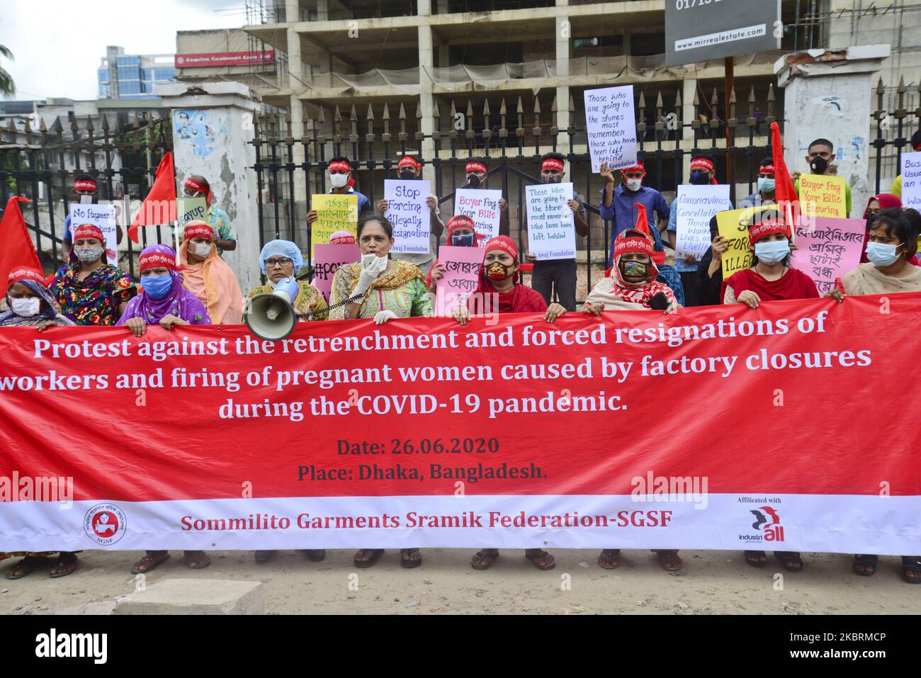 Sammilito Garments Sramik Feduretion activist held a protest rally ...