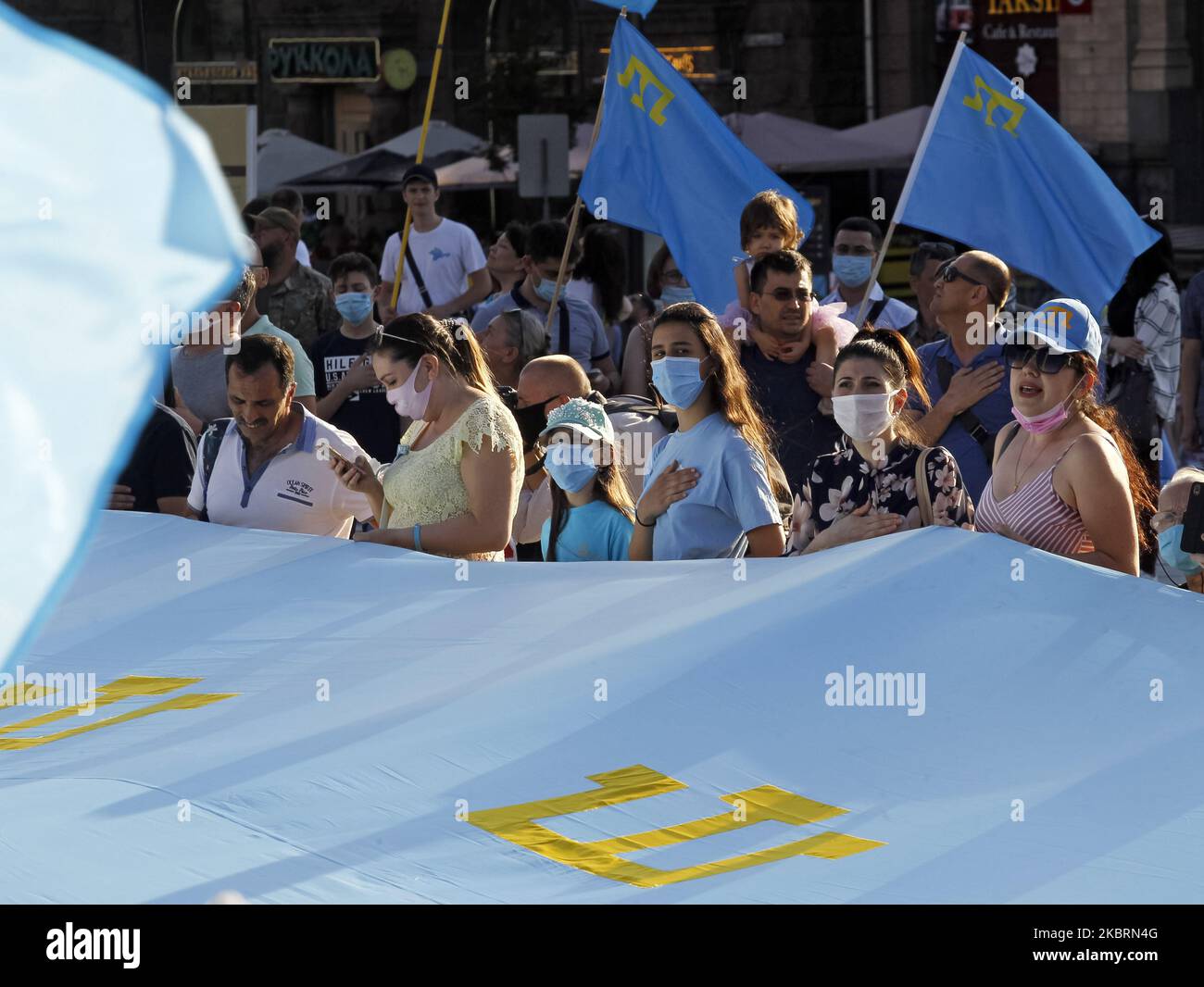 Crimean Tatars community in Ukraine attend a rally during the Crimean ...