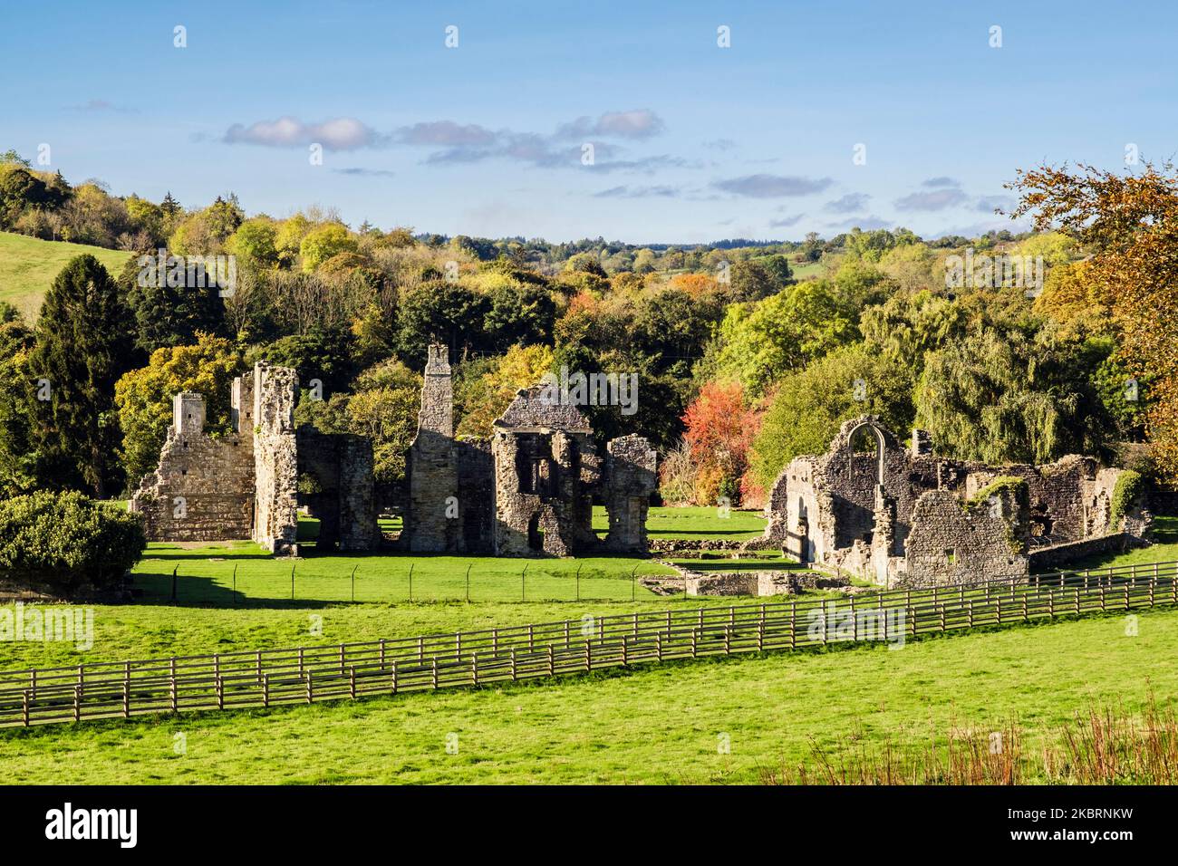 Easby Abbey ruins or Abbey of St Agatha in countryside in Swaledale ...